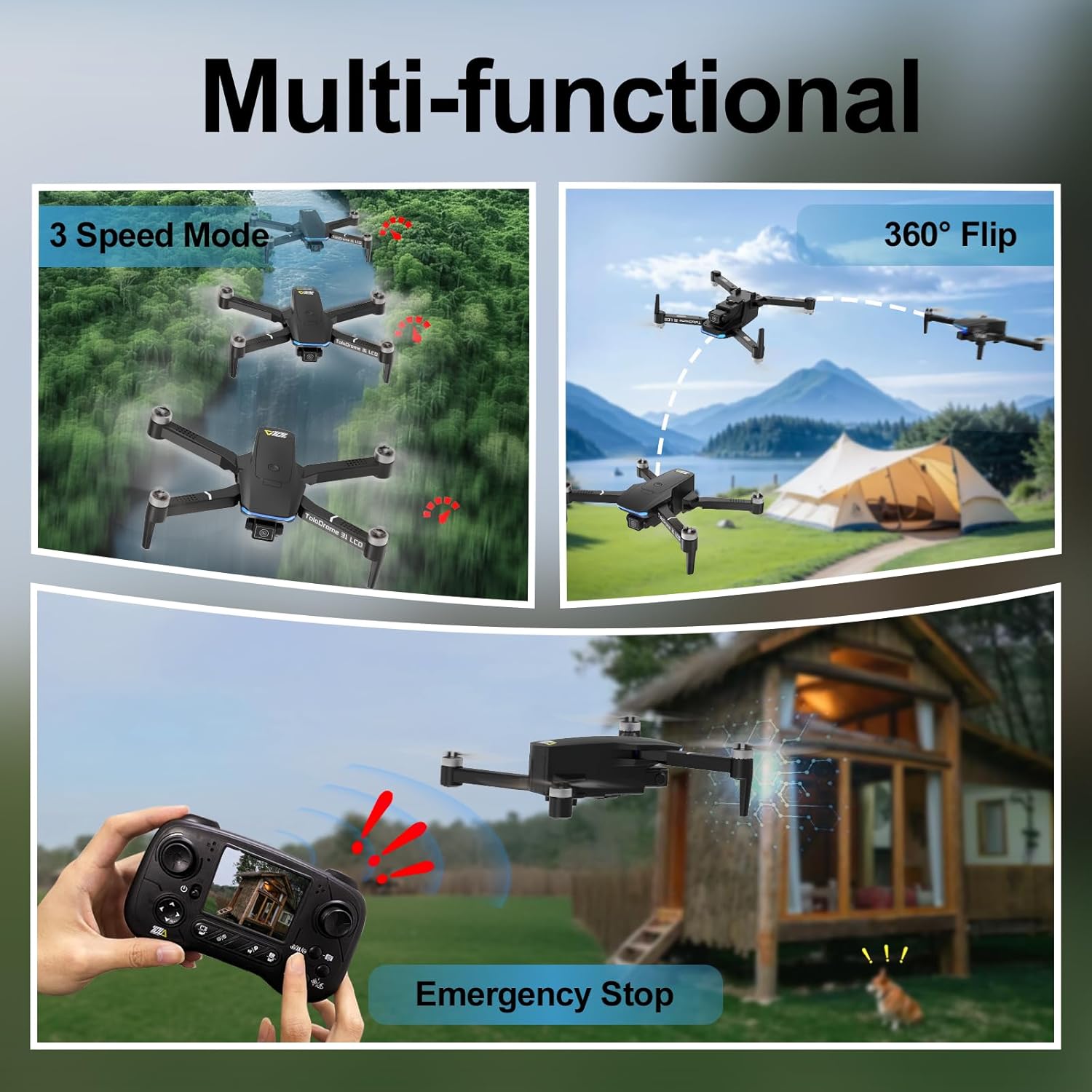 Toladrone TD31 LCD Drone with Camera for Adults – Brushless Motor FPV ...